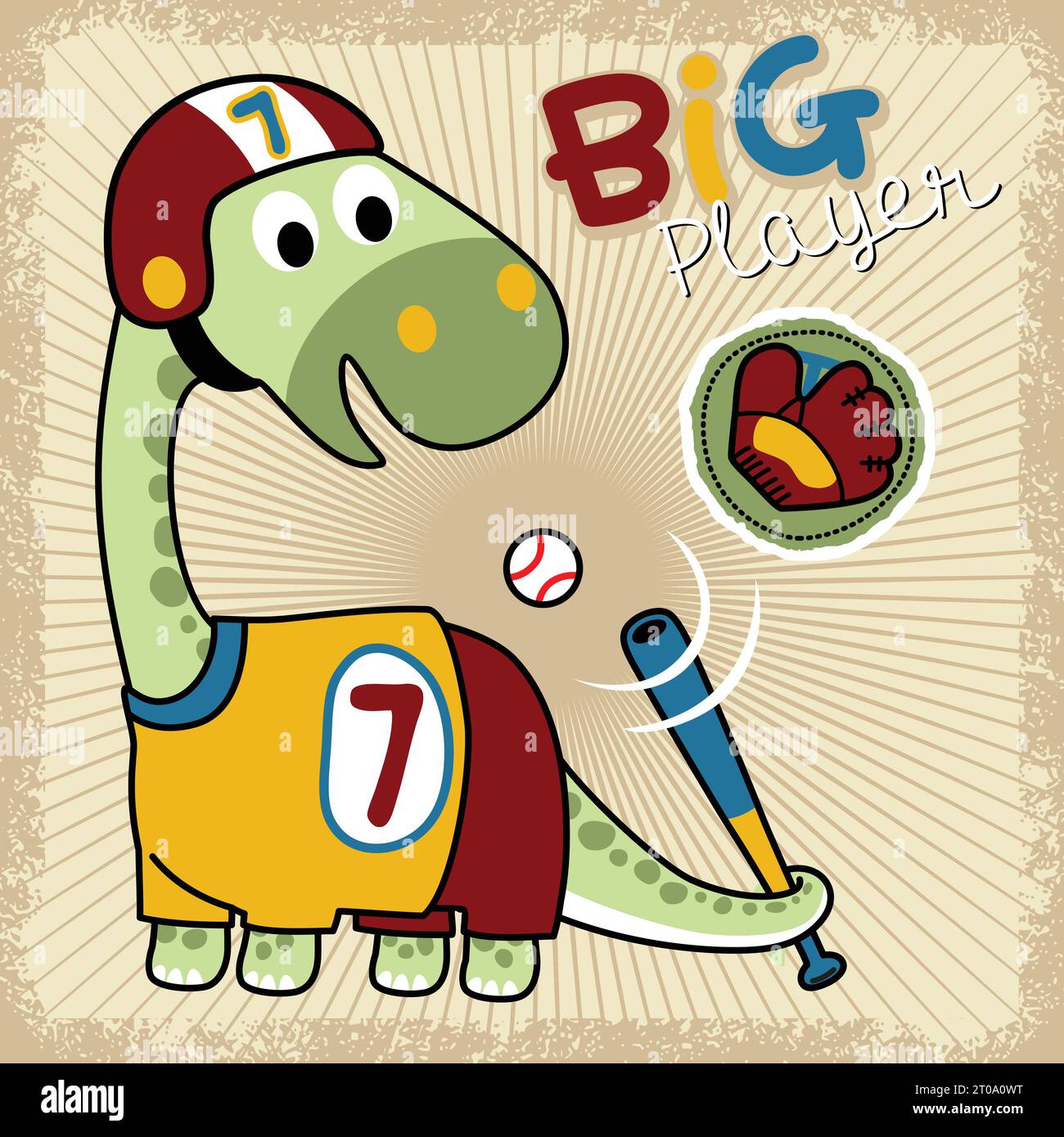 Cute dinosaur cartoon vector in baseball player uniform Stock Vector ...