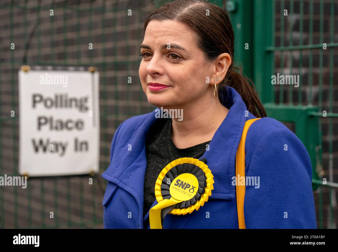 SNP candidate Katy Loudon outside the polling station at St Charles ...