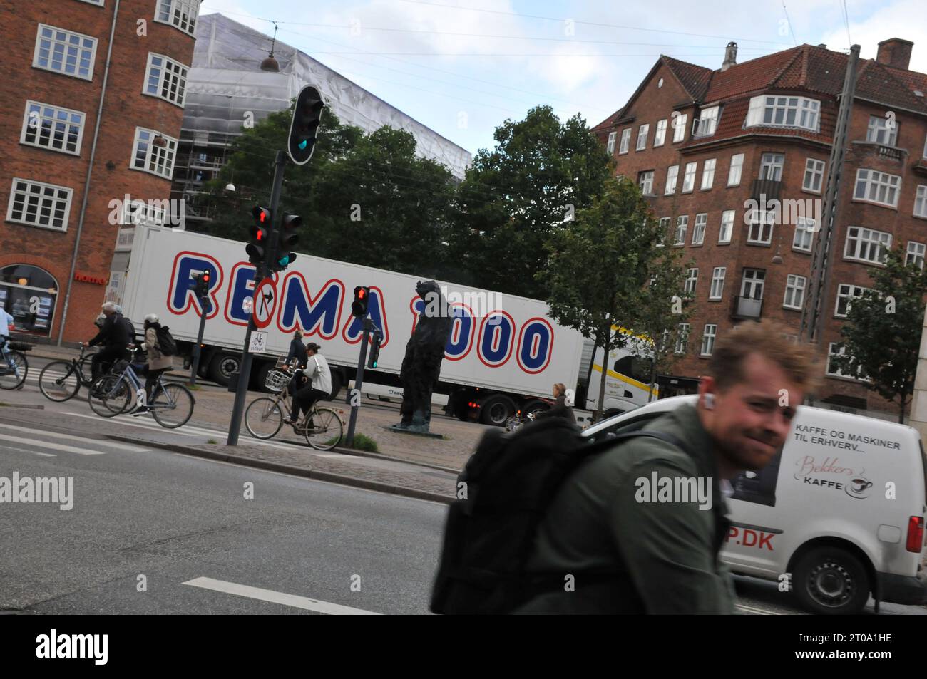 Copenhagen/Denmark/05 Oct. 2023/.Rema 1000 grocery store delivery truck ...