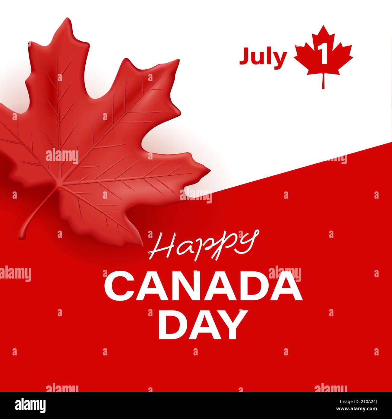 Canada day greeting banner with 3d illustration of maple leaf, poster ...