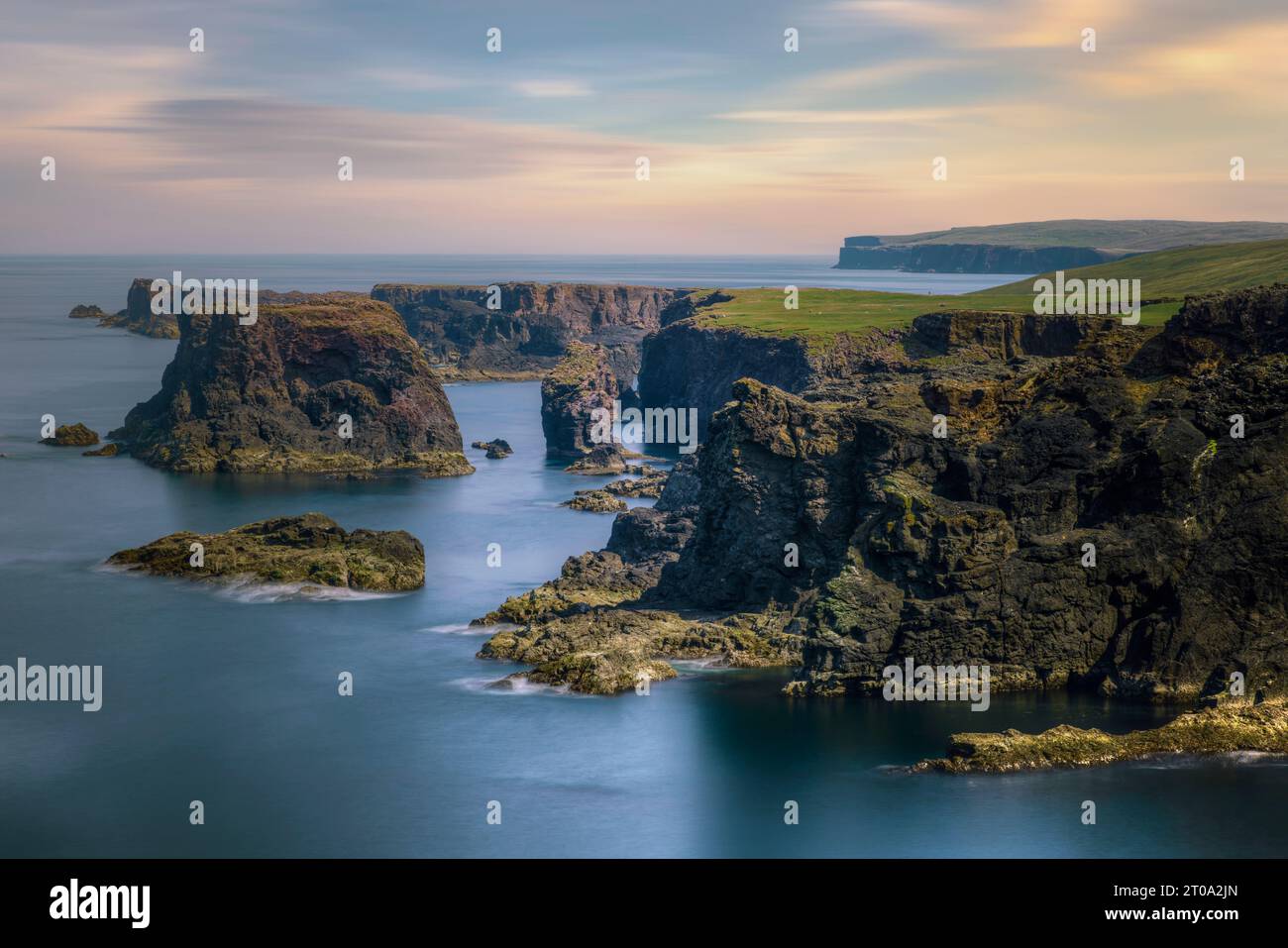 Volcanic rock formations and cliffs at Eshaness, Shetland Islands Stock ...