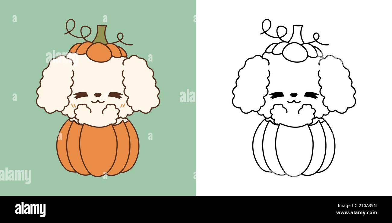 Cartoon Halloween Poodle Dog Clipart for Coloring Page and Illustration ...