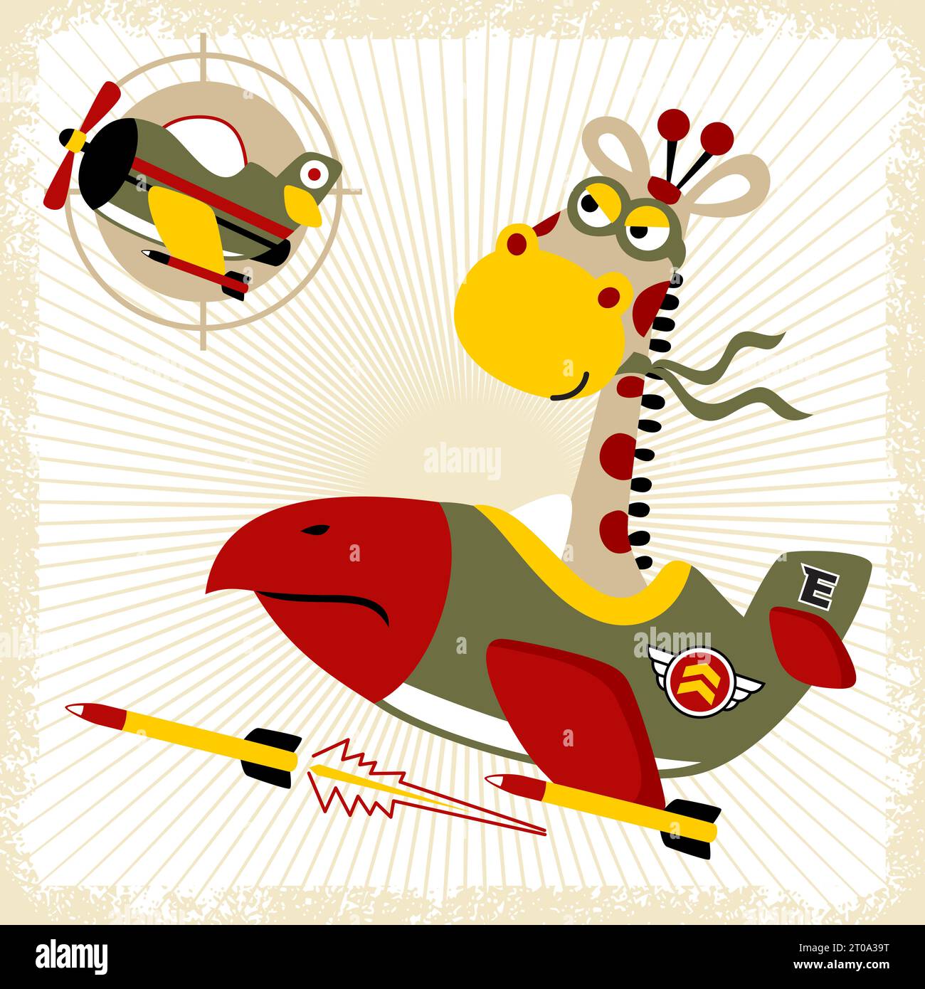 vector cartoon of giraffe on fighter jet Stock Vector Image & Art - Alamy
