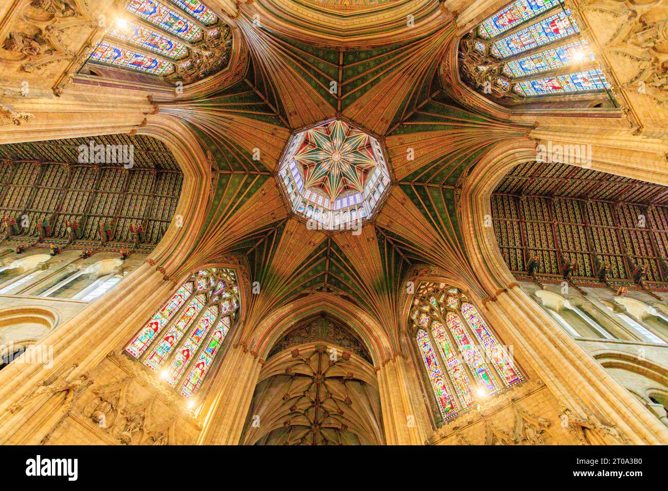 Looking up at the magnificent architecture of the Octagon lantern at ...