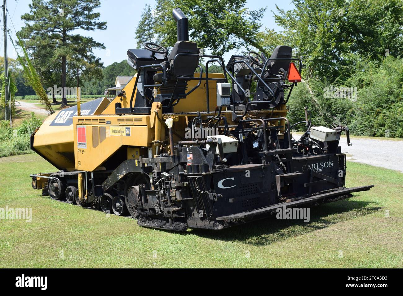 A Caterpillar road paving machine Stock Photo - Alamy