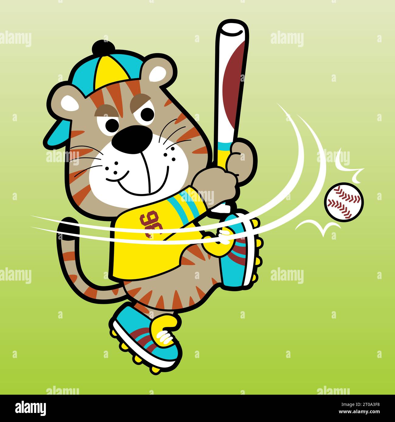 vector cartoon of funny tiger playing baseball Stock Vector Image & Art ...