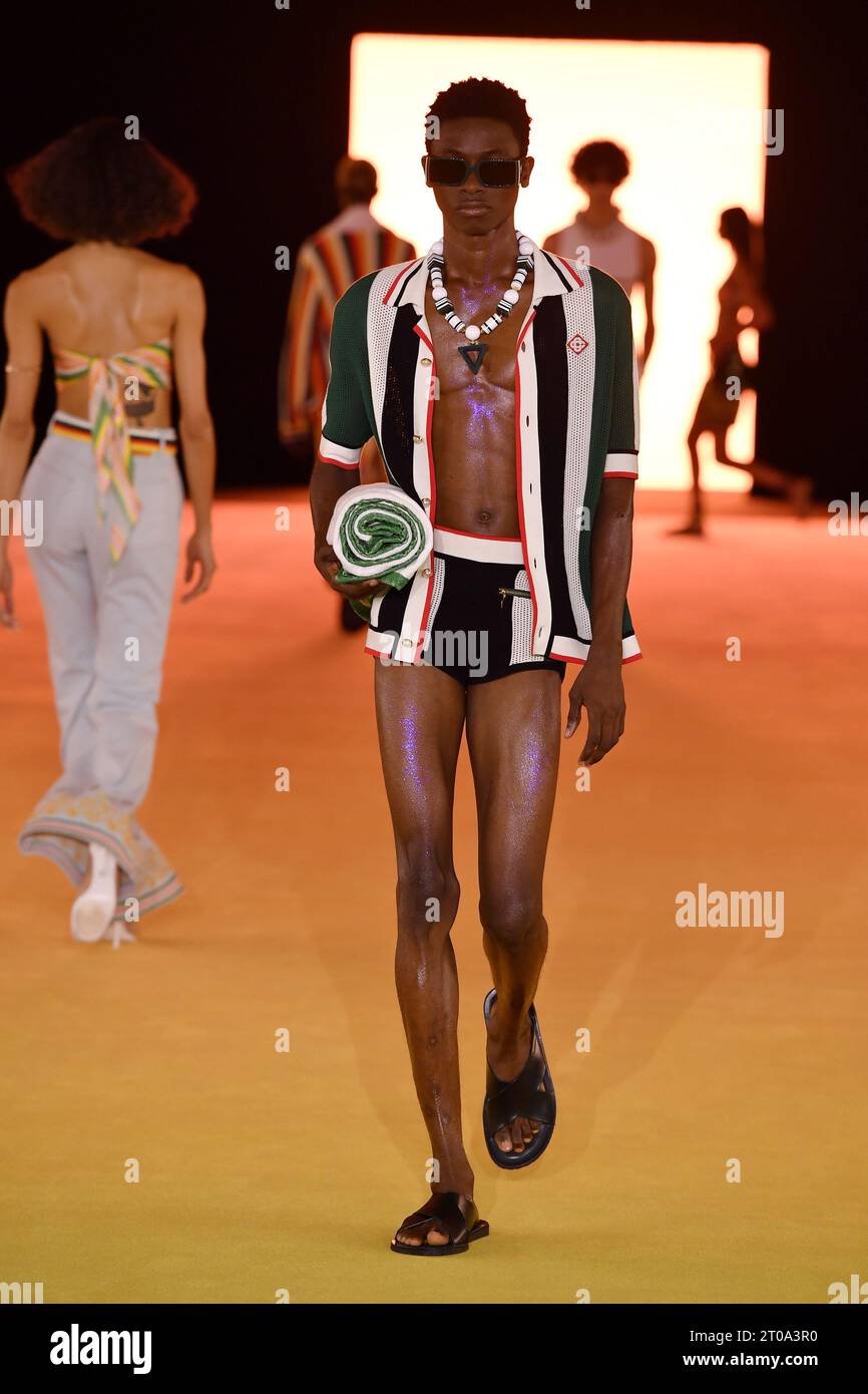 Model Sylva Azagba walks on the runway at the Casablanca fashion show ...