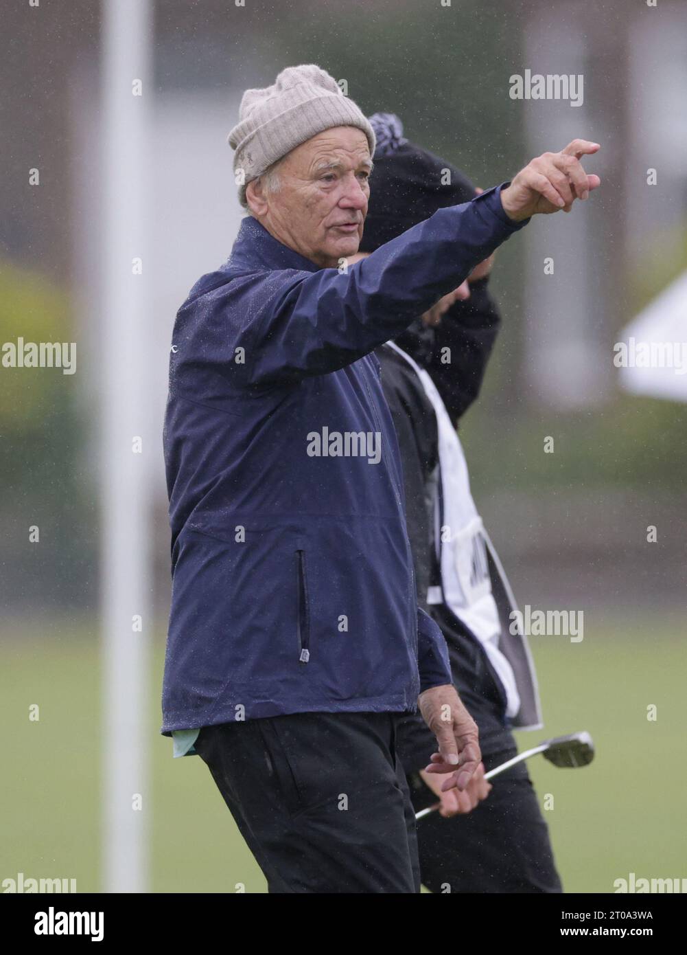 Bill Murray on the 18th green after finishing his round during day one ...