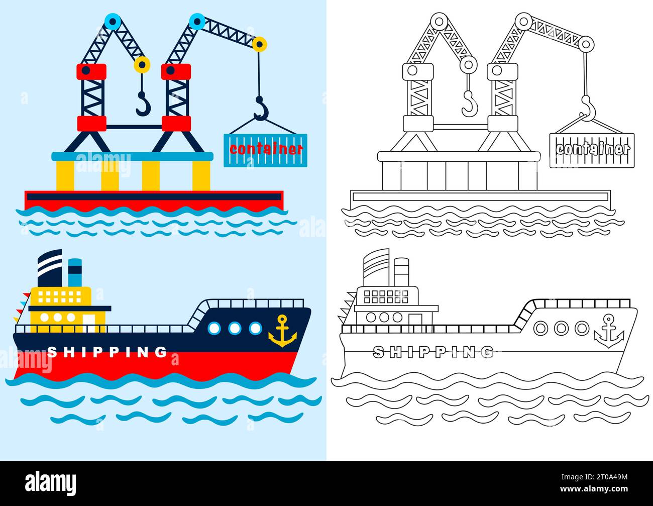 Crane loading unloading shipping Stock Vector Images - Alamy