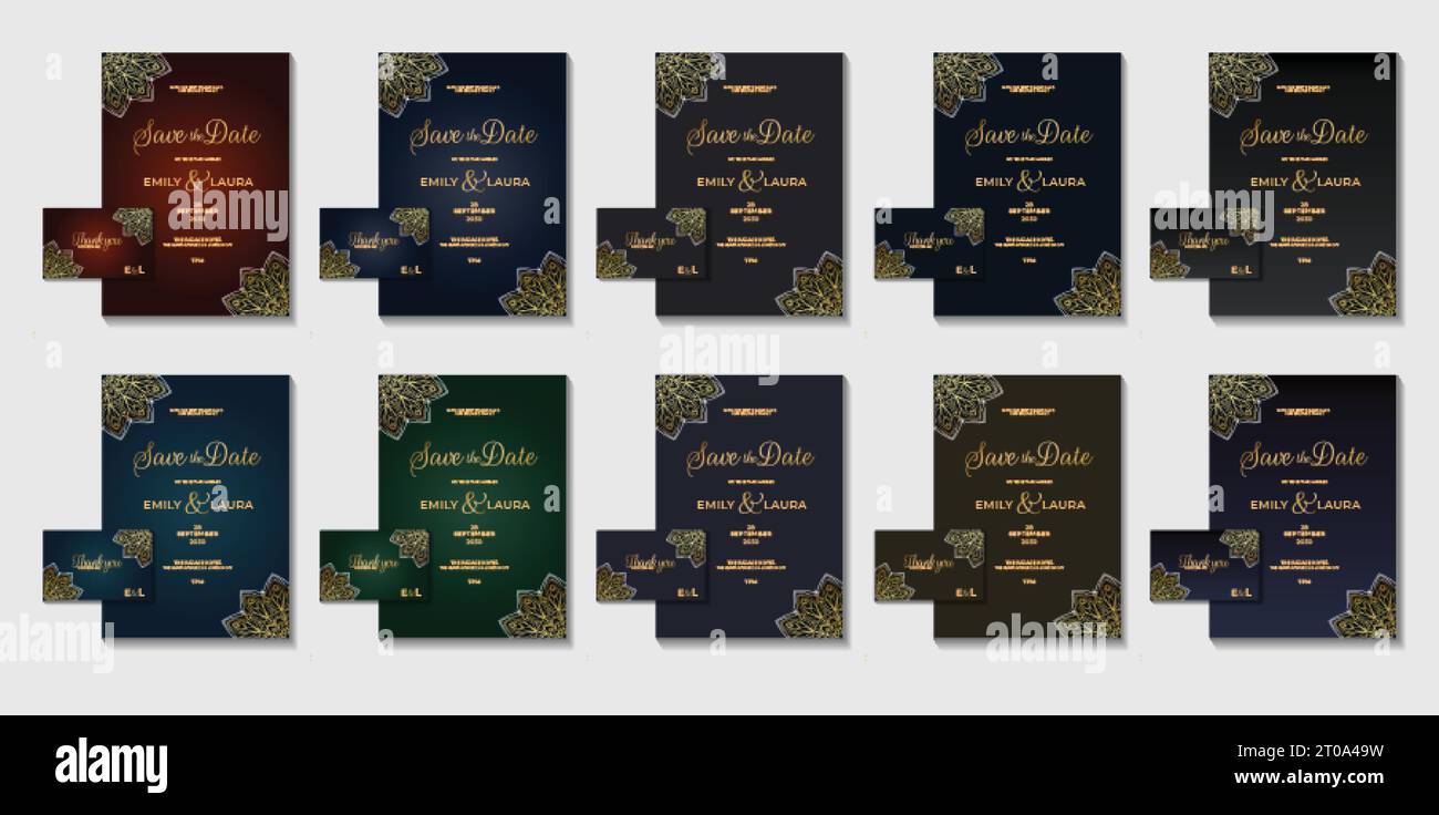 set collection illustrated geometric luxury oriental golden wedding ...