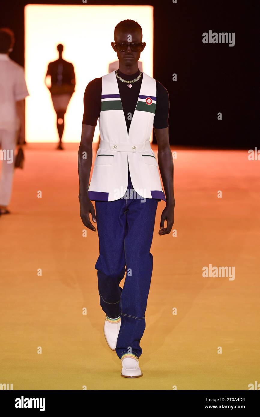 Model Goy Michael walks on the runway at the Casablanca fashion show ...