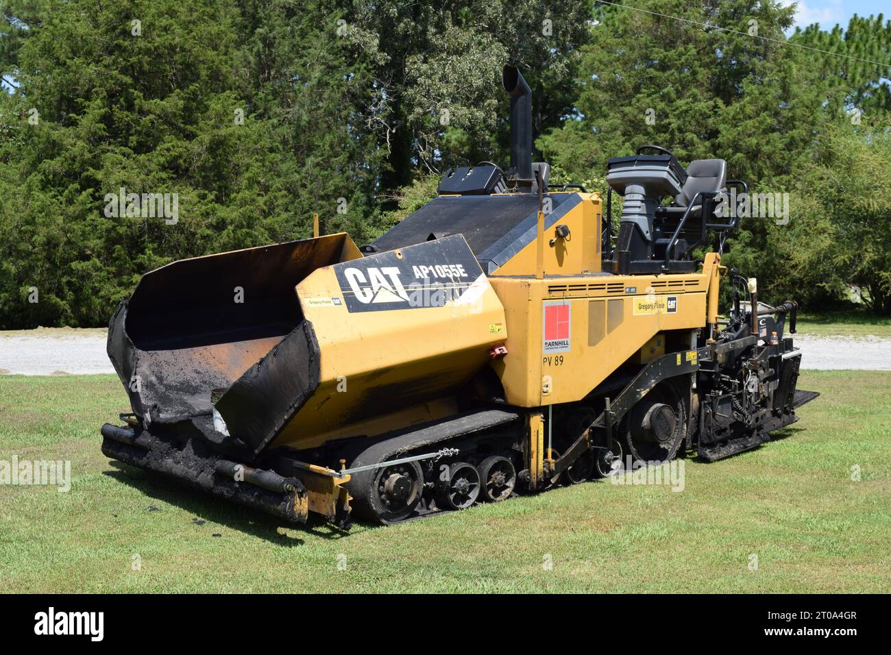 A Caterpillar road paving machine Stock Photo - Alamy