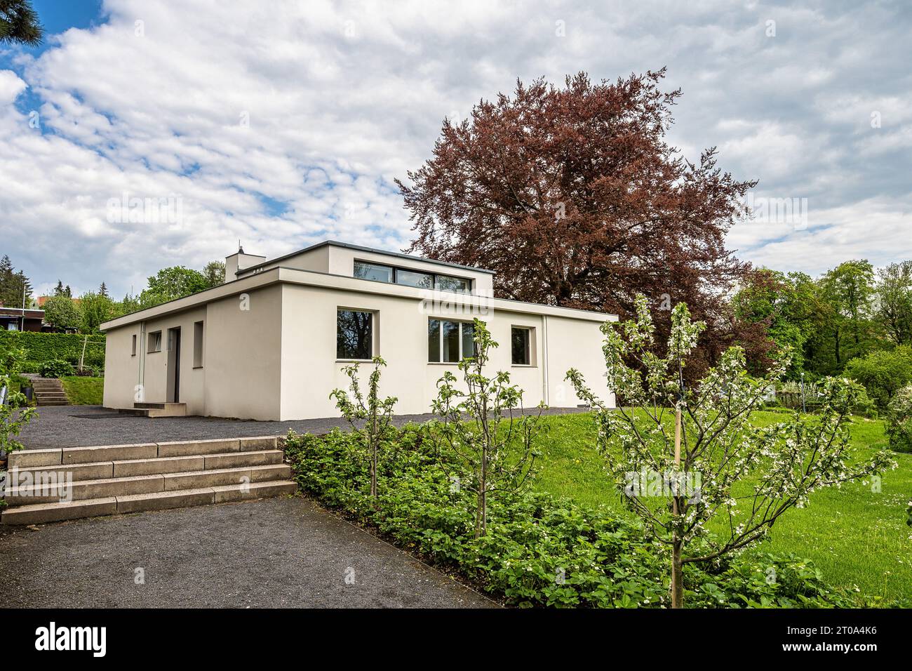 Haus am Horn building in Weimar, Germany with grass lawn. Haus am Horn ...