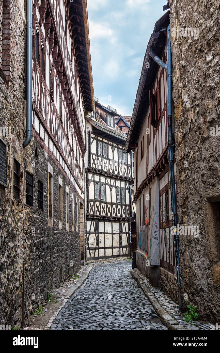 View on the medieval half-timbered buildings at Andrew quater in the ...