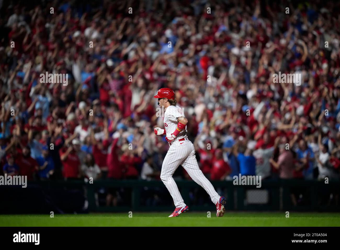 Philadelphia Phillies' Bryson Stott reacts after a grand slam during ...