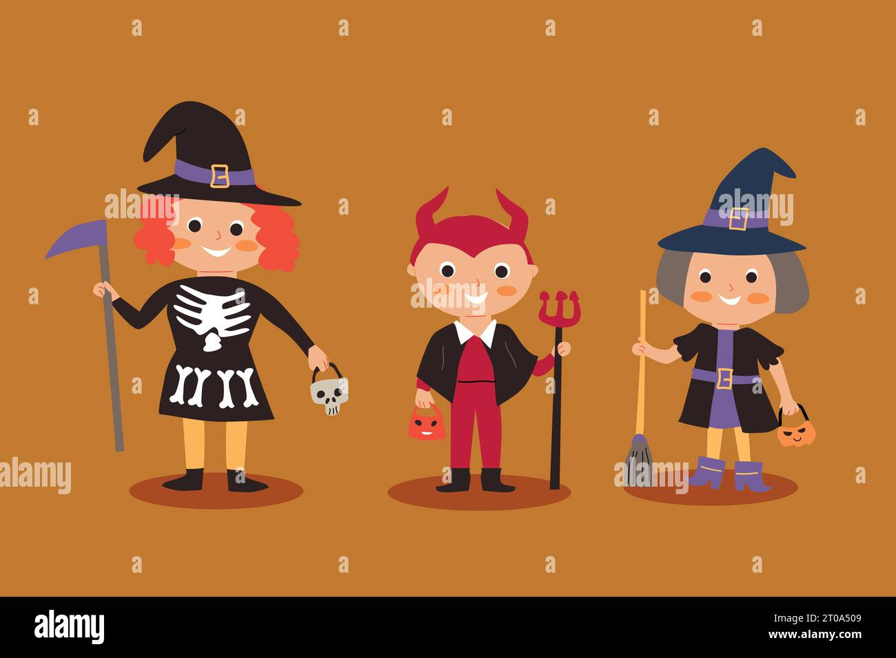 cartoon cute kids in halloween costume - character Stock Vector Image ...