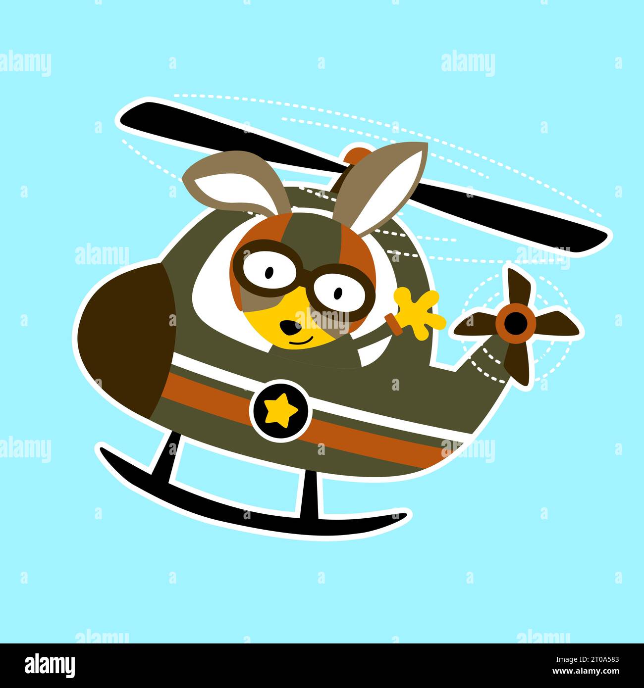 vector cartoon of cute fox on military helicopter Stock Vector Image ...