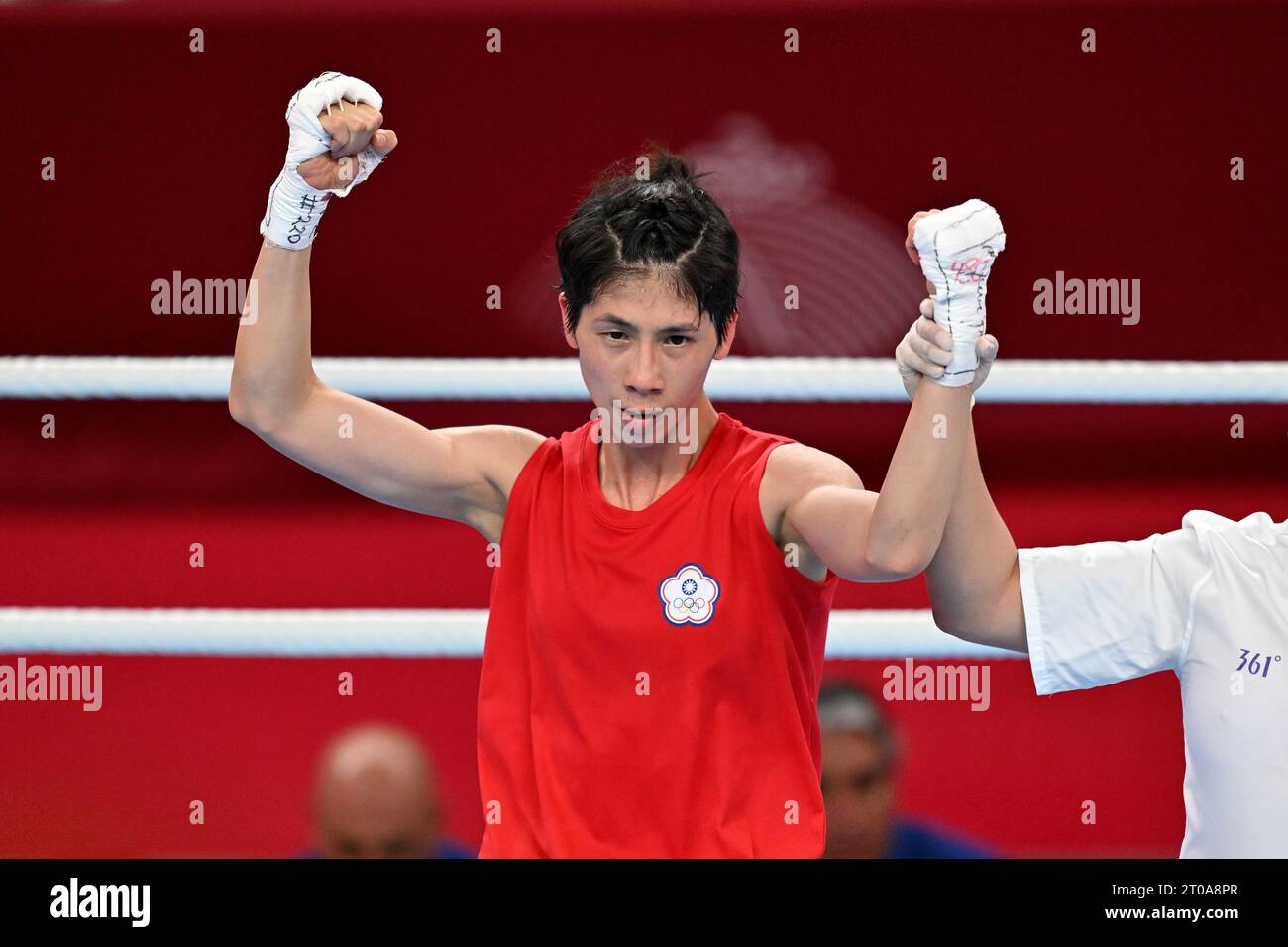 Hangzhou Chinas Zhejiang Province 5th Oct 2023 Lin Yu Ting Of Chinese Taipei Celebrates