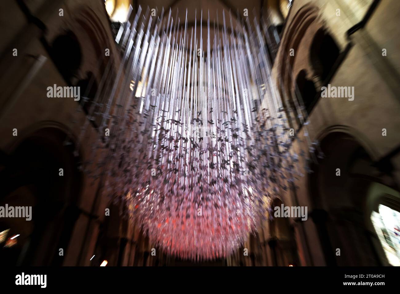 Chichester, West Sussex, UK. Sculptor Peter Walker's Peace Doves, a new art installation for ...