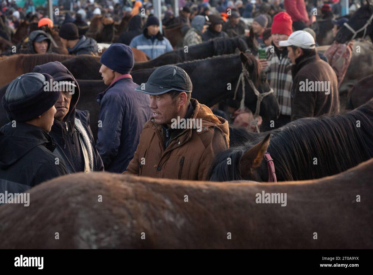 People of Kyrgyzstan, in Weekly farm animals market in Karakol ...