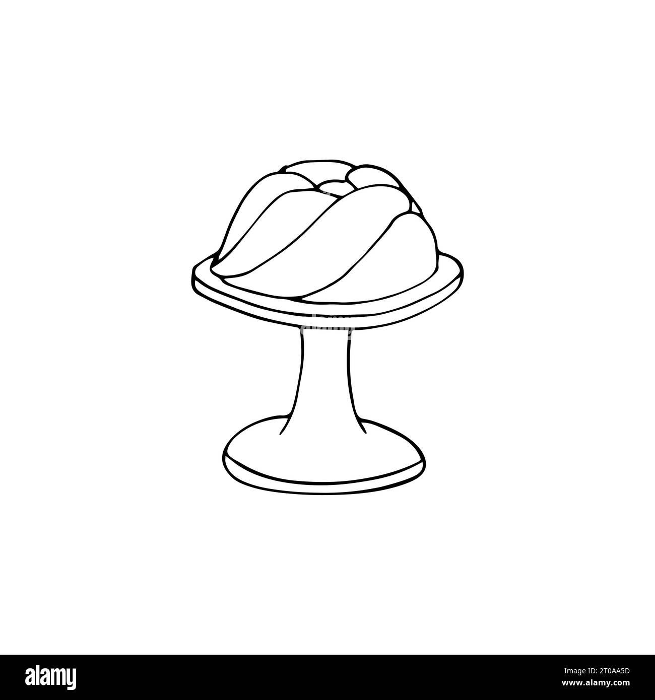 Hand-drawn pie on a plate, isolated vector illustration on white ...