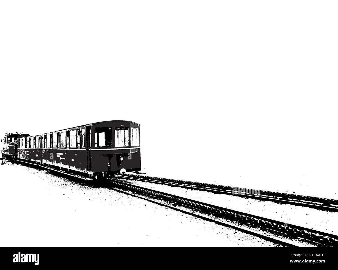 Black and white graffiti style illustration of the retro train and ...