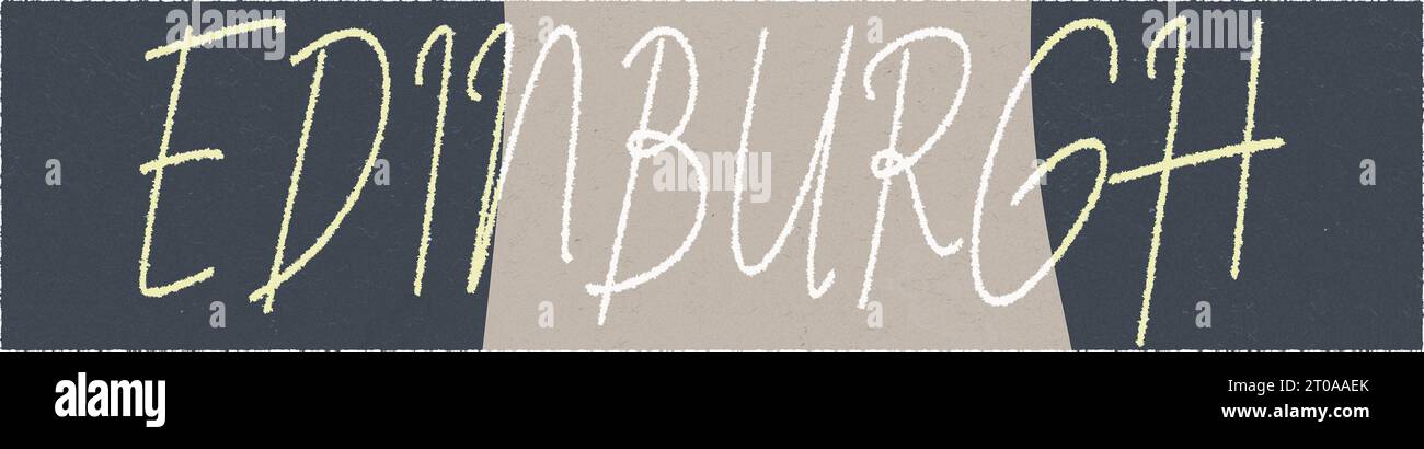 Graphic with lettering of the city EDINBURGH in handwriting style Stock ...