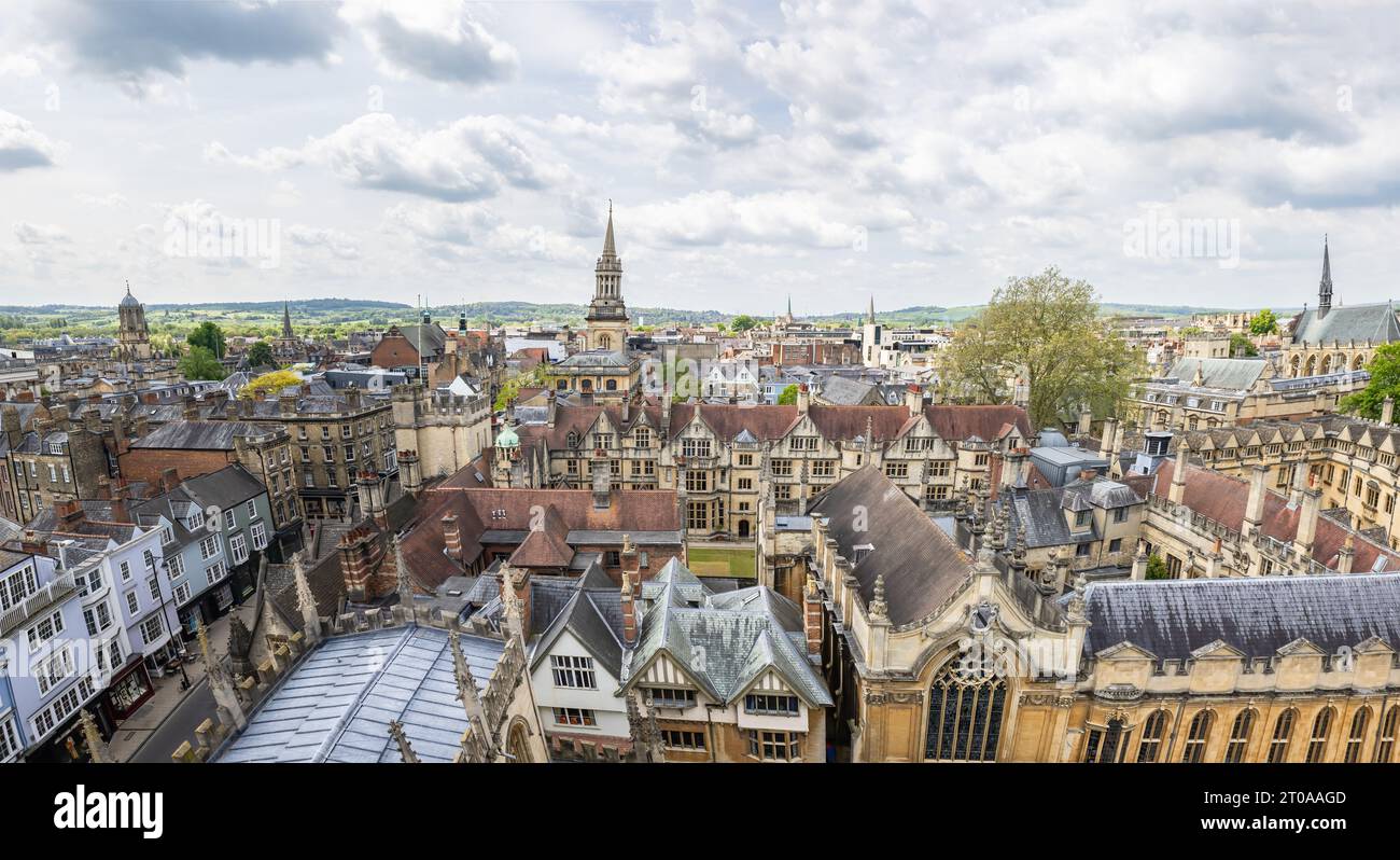 Aerial view of Brasenose College and All Saints Church in Oxford, UK ...