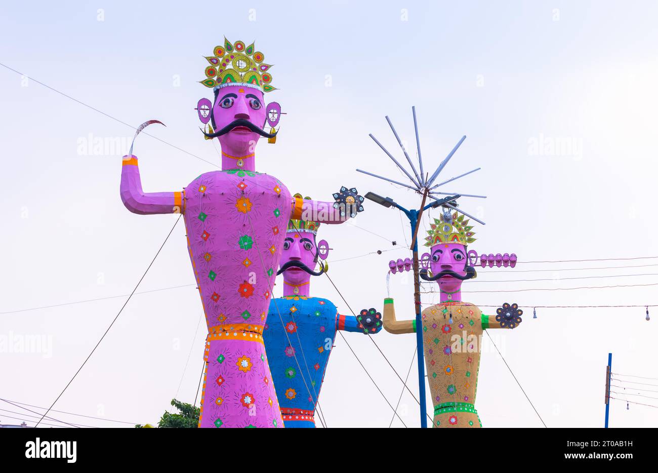 Handmade colorful Ravan sculpture during Dussehra festival in India ...