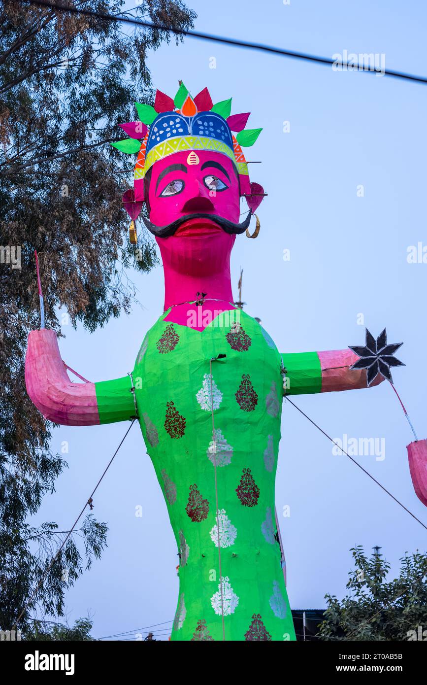 Handmade colorful Ravan sculpture during Dussehra festival in India ...