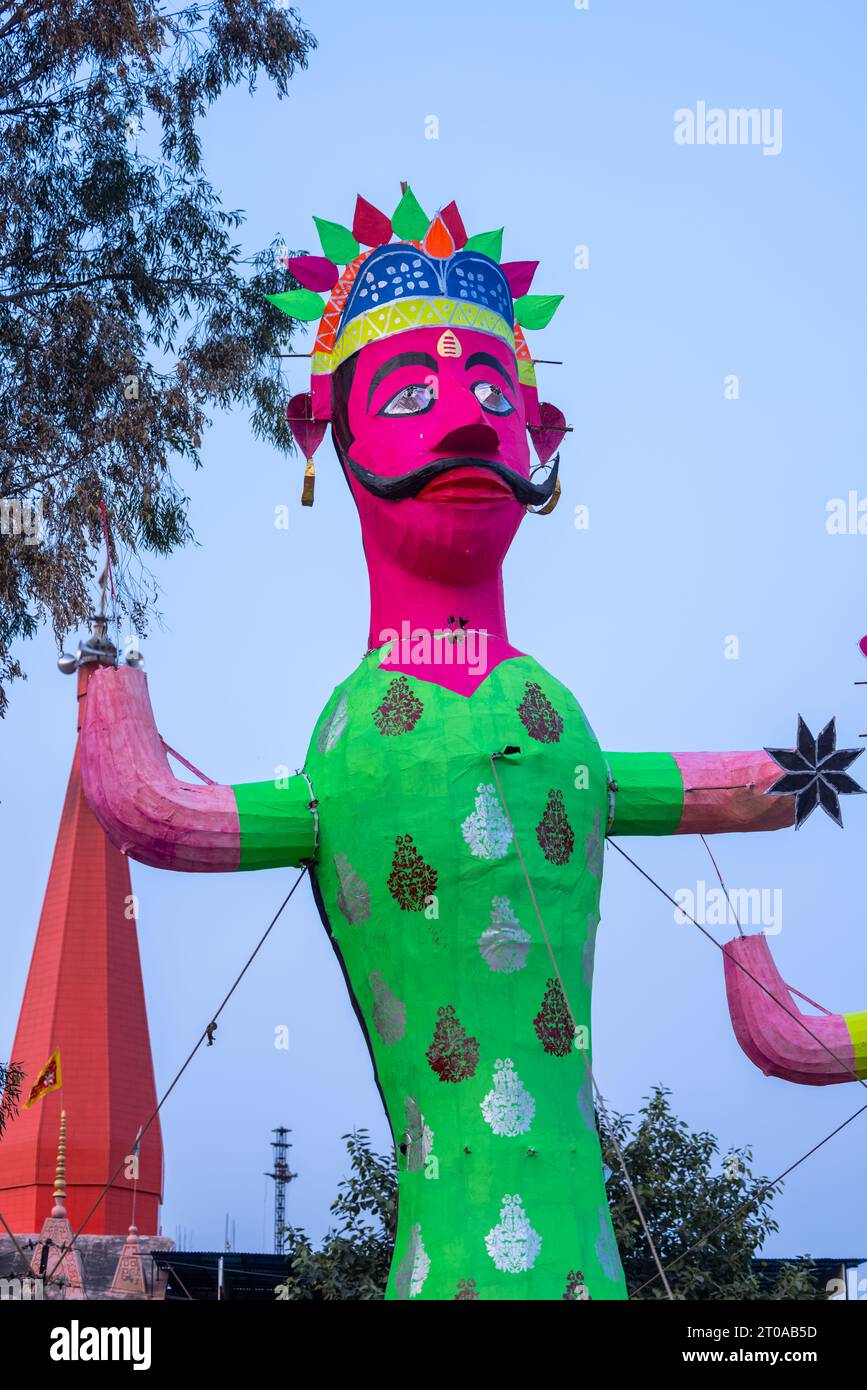 Handmade colorful Ravan sculpture during Dussehra festival in India ...