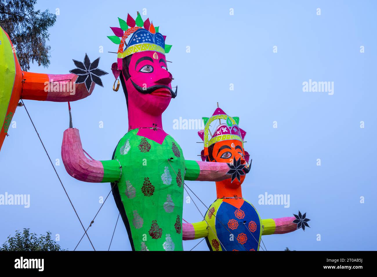 Handmade colorful Ravan sculpture during Dussehra festival in India ...