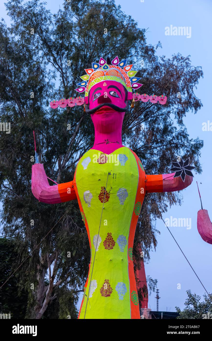 Handmade colorful Ravan sculpture during Dussehra festival in India ...