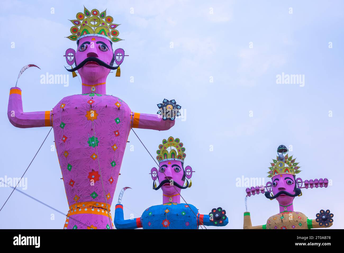 Handmade colorful Ravan sculpture during Dussehra festival in India ...