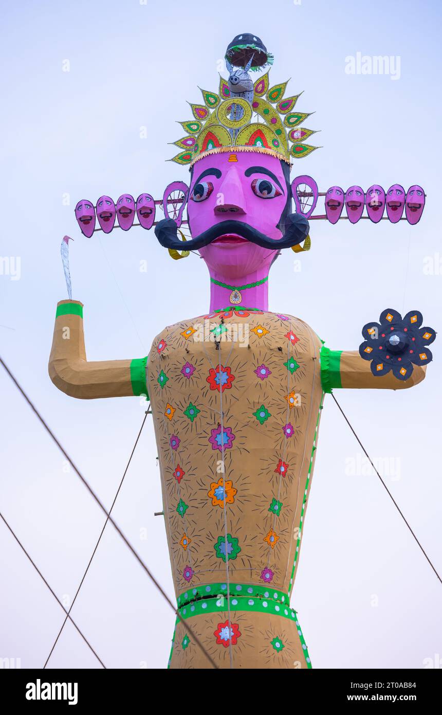 Handmade colorful Ravan sculpture during Dussehra festival in India ...