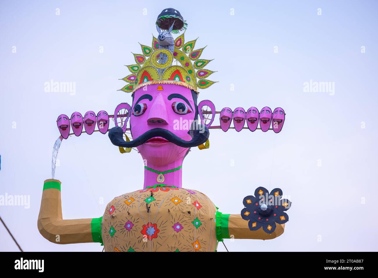 Handmade colorful Ravan sculpture during Dussehra festival in India ...