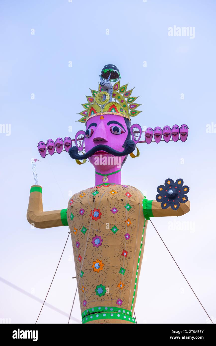 Handmade colorful Ravan sculpture during Dussehra festival in India ...