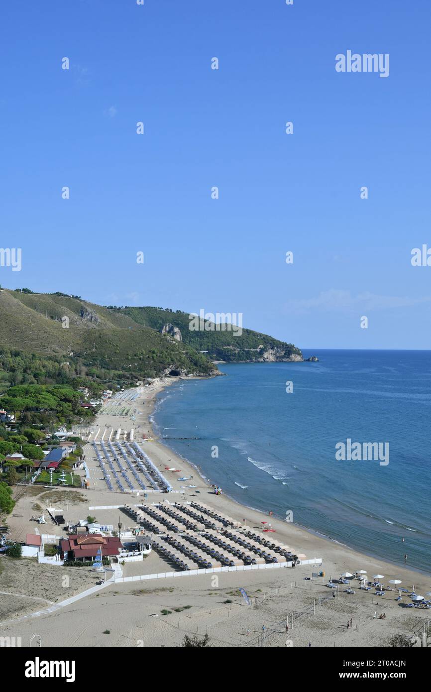 View of the beach of Sperlonga, a seaside village in the province of ...