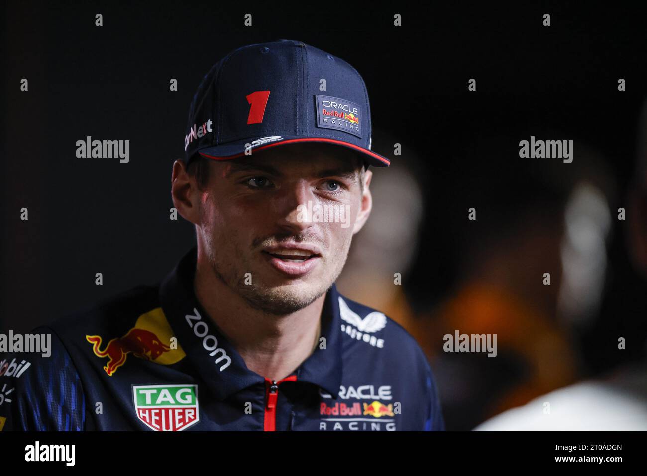VERSTAPPEN Max (ned), Red Bull Racing RB19, portrait during the 2023 Formula 1 Qatar Grand Prix ...