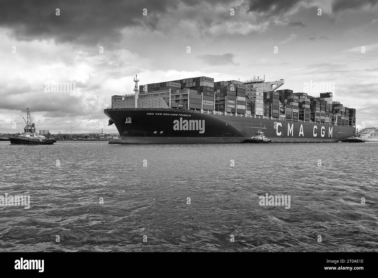 Black And White Photo Of The Ultra Large Container Ship CMA CGM ...
