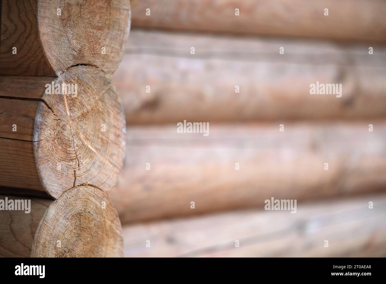 Natural background pattern of log wall. Construction of houses made of ...