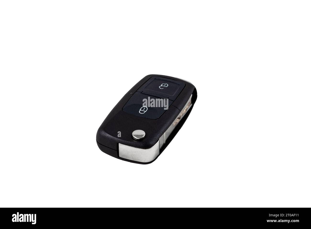 Car key with open and close buttons remote control isolated on white ...