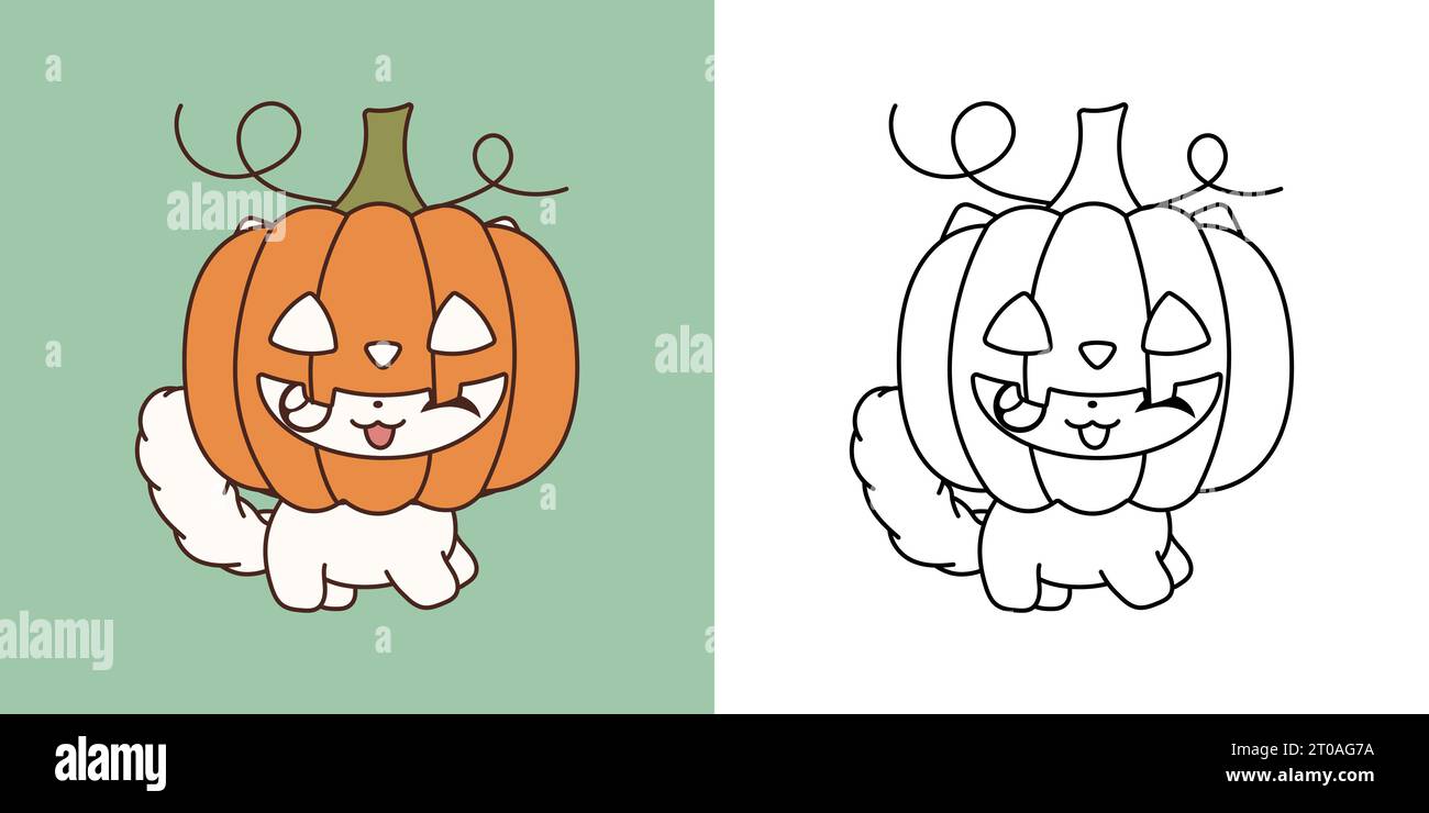 Cute Halloween Ragdoll Cat Clipart Illustration and Black and White ...