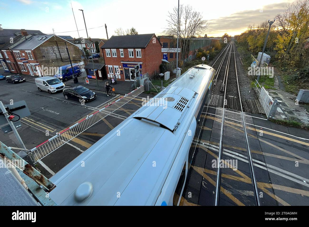 Chertsey level crossing in Surrey. UK December 2022 Stock Photo - Alamy