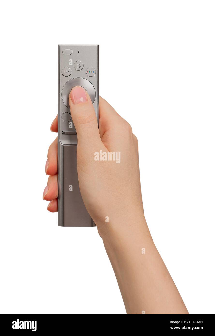 Hand holding, using remote control, TV channel turning on and off Stock ...