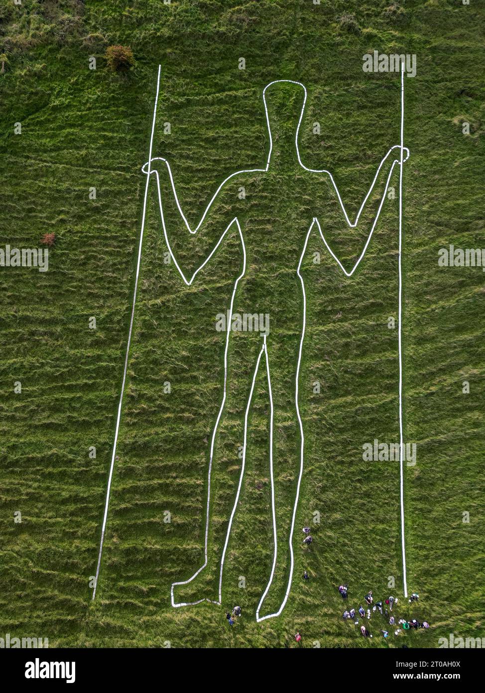 The long Man of Wilmington gets a lick of paint. THe Chaklk figure ...