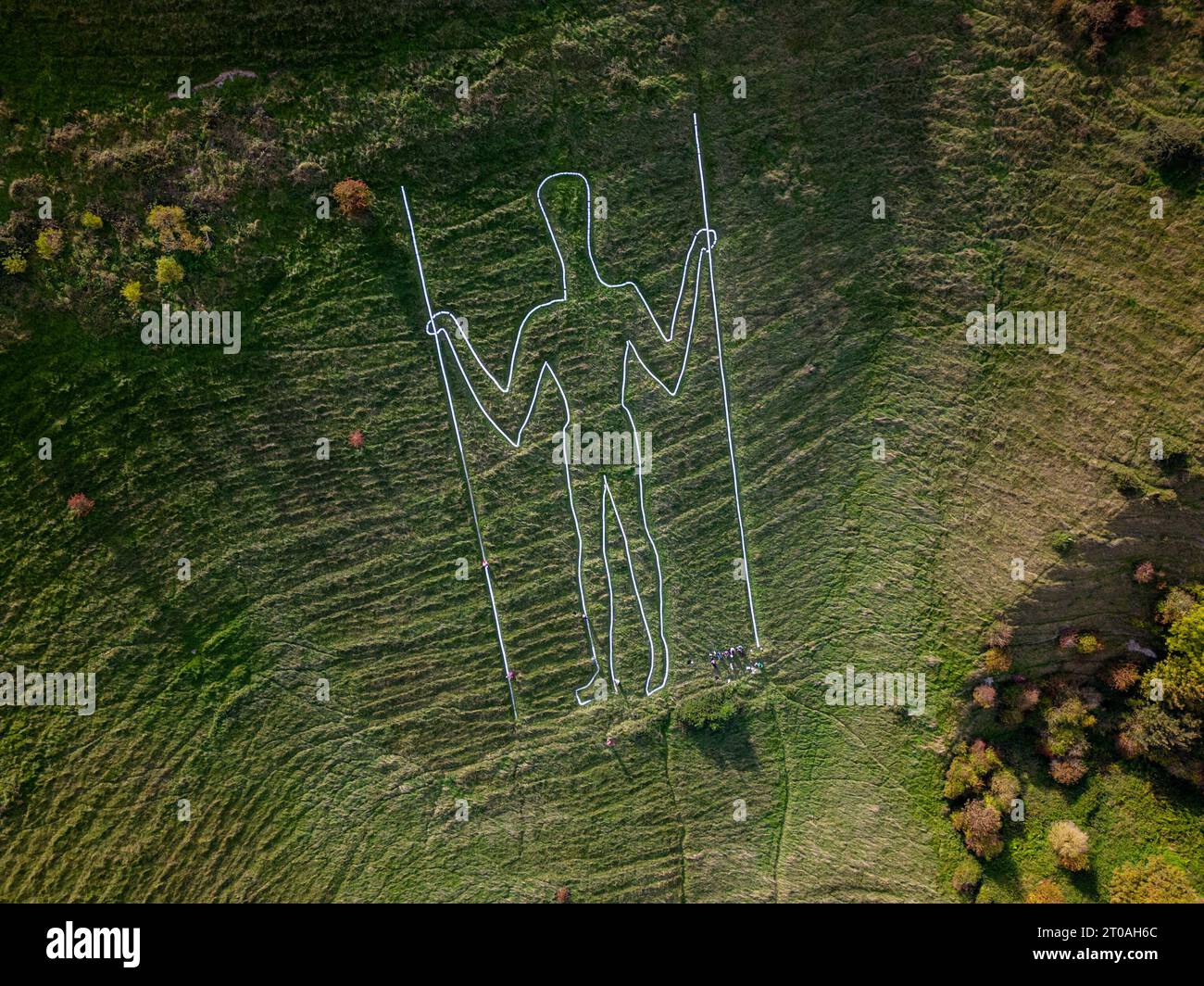 The long Man of Wilmington gets a lick of paint. THe Chaklk figure ...