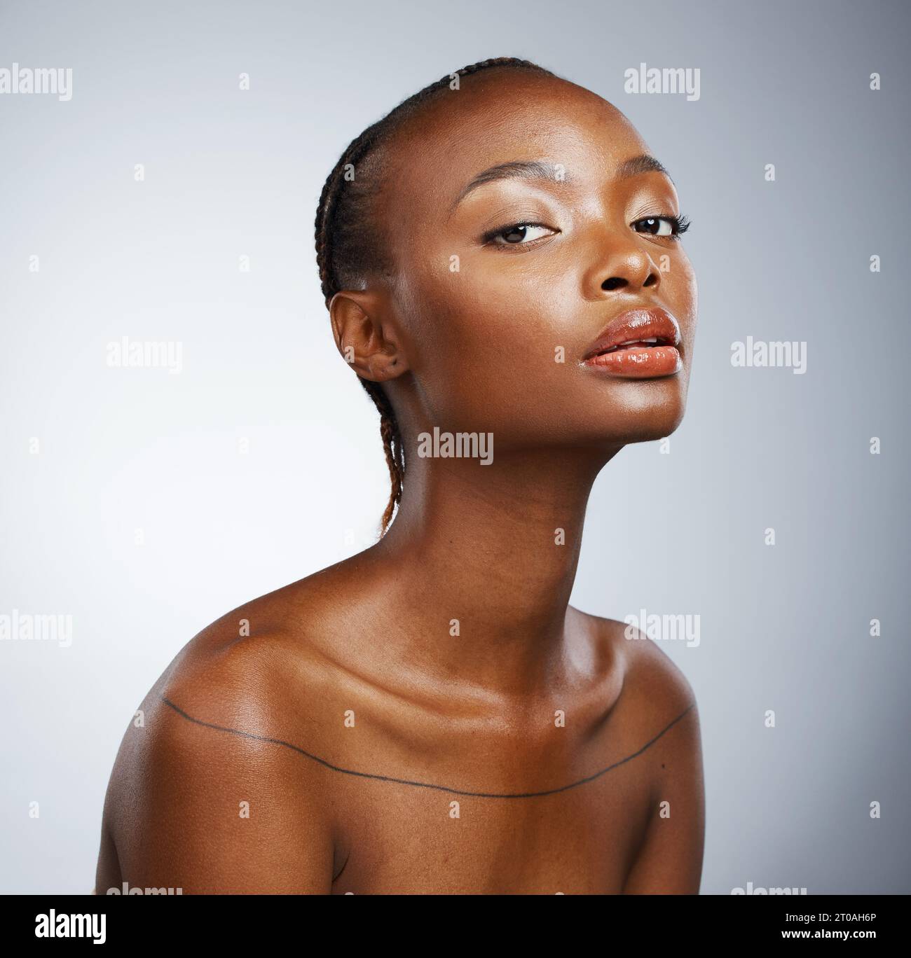 Portrait of black woman, natural beauty or wellness for healthy skin in ...