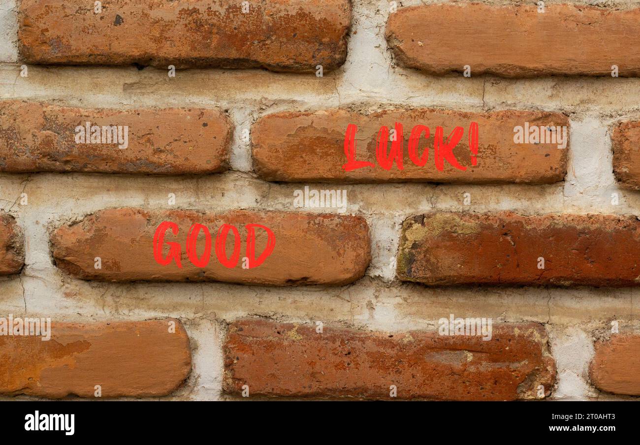 Good luck symbol. Concept words Good luck on beautiful brown bricks ...