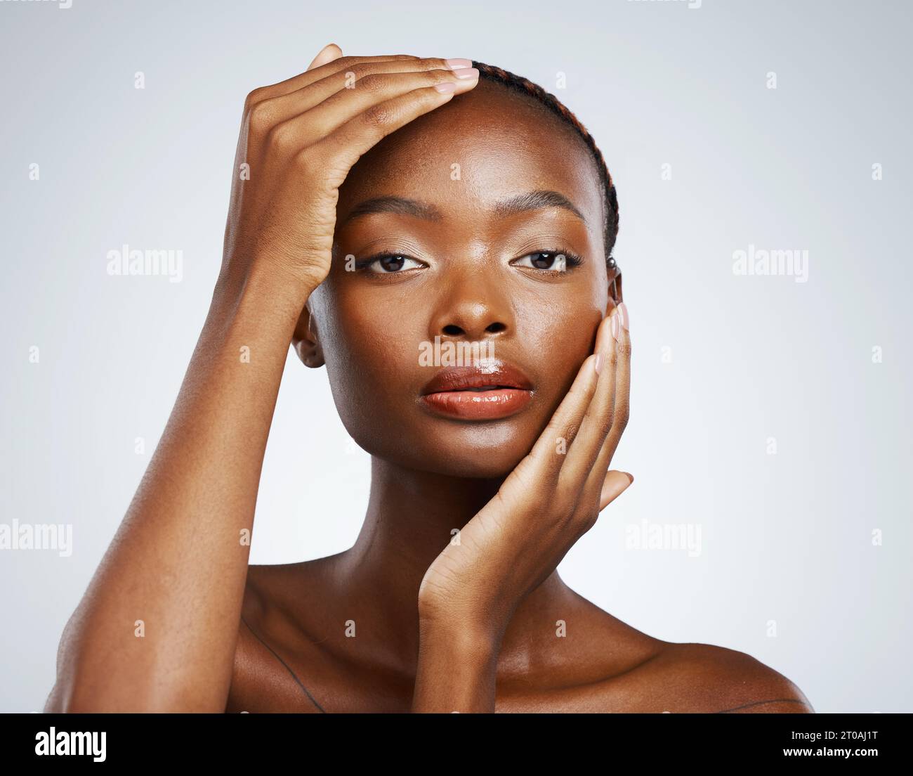 Portrait of black woman, natural beauty or dermatology for wellness in ...
